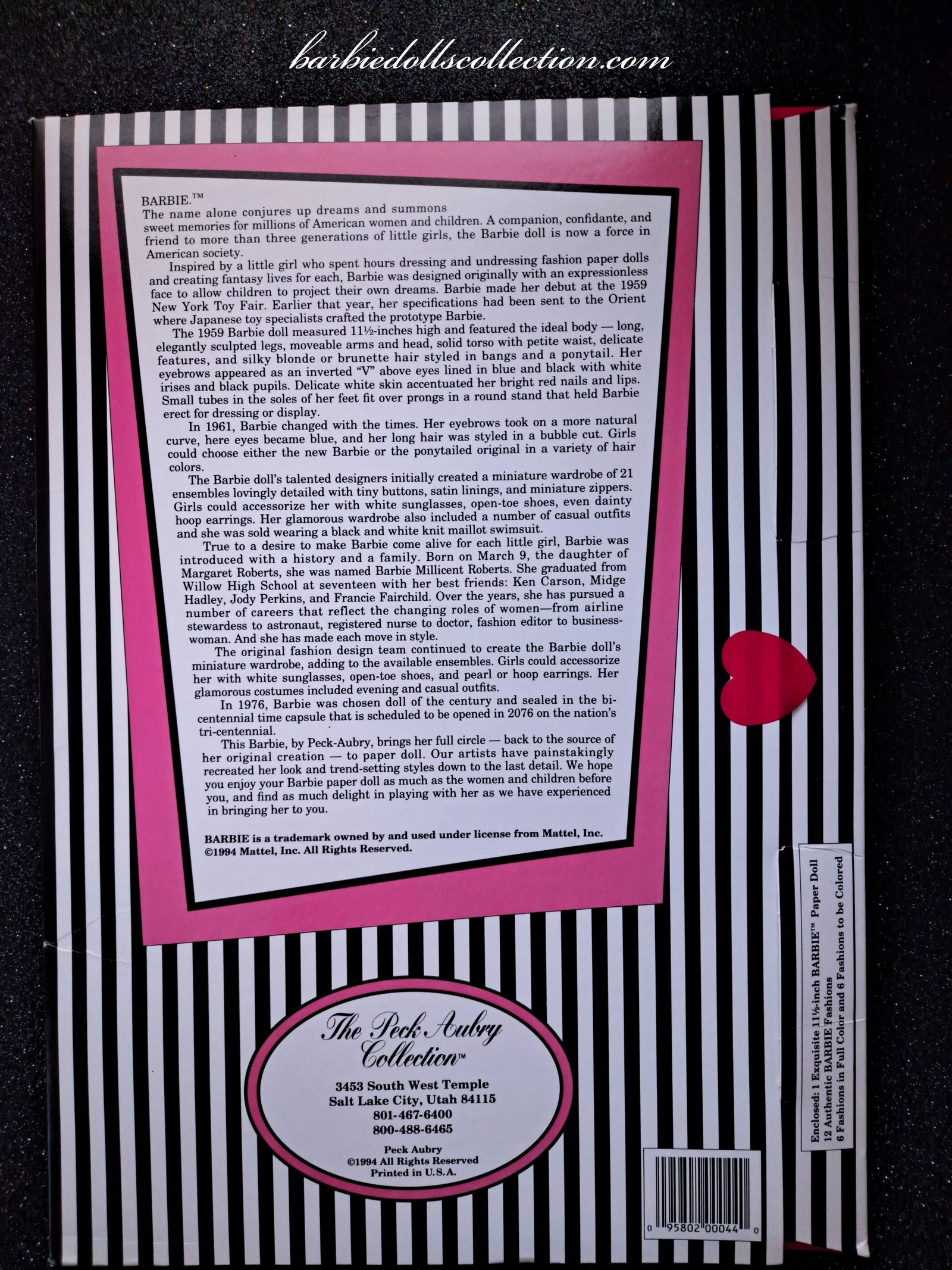 The 1961 Bubble Cut Barbie Paperdoll – Barbie Dolls Collection